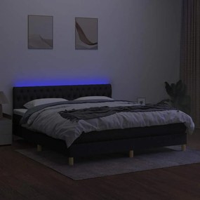Box spring postel s matrací a LED černá 180x200 cm textil 3133975