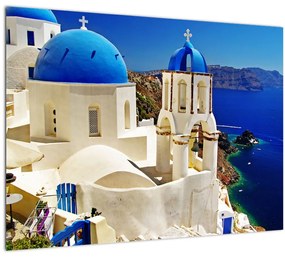 Skleněný obraz - Santorini, Řecko (70x50 cm)