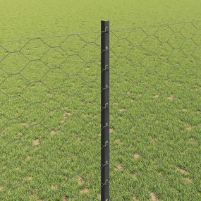 Hexagonální plot s podpěrou 25 x 1,4 m Ocel potažená PVC Šedá 3336868