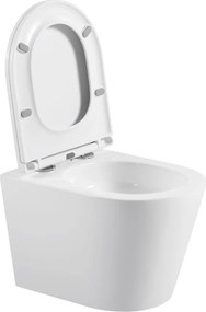 Erga Vento, závěsná WC mísa 490x365x365mm, Tornado 2 + toaletní sedátko s pomalým zavíráním, bílá, ERG-V03-VENTO-TO2-WH