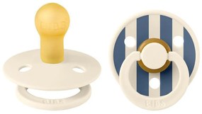 Bibs dudlíky kaučuk Colour Pin 2 ks 0-6 měsíců Ivory-steel-blue-mix