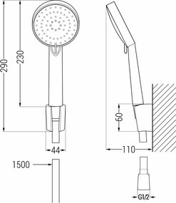 Mexen Pecos R75 vanová baterie se sprchovou sadou, chrom - 7273R75-00