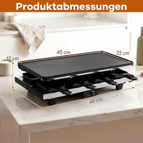 Costway Raclette pro 8 osob Elektrický gril s 2-in-1 oboustrannou nepřilnavou