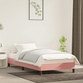 Rám postele růžový 90 x 190 cm samet - Default Title