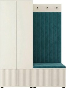 Předsíňová stěna RAYO 1 s čalouněnými panely, 140 cm, kašmír/ azurová