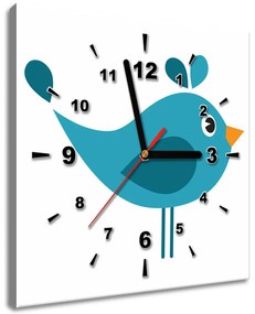 Gario Obraz s hodinami Modrý ptáček Rozměry: 30 x 30 cm