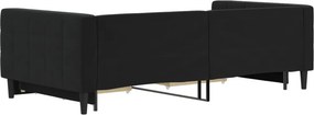 Válenda s přistýlkou a zásuvkami černá 100 x 200 cm samet 3196750