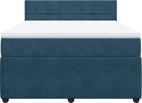 Box spring postel s matrací modrá 140 x 190 cm samet 3287738