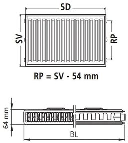 Kermi Therm X2 Profil-kompakt deskový radiátor pro rekonstrukce 12 554 / 500 FK012D505