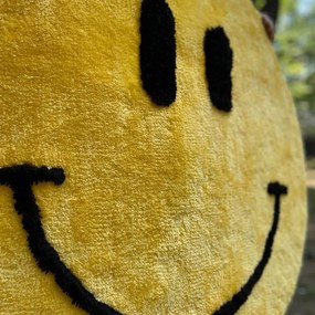 Žlutá koupelnová předložka ø 90 cm Yellow Smile – Foutastic