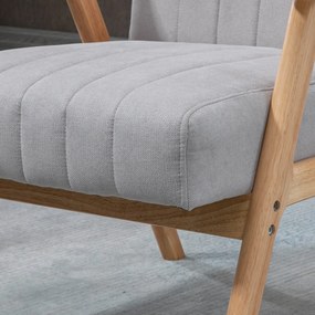 Křeslo HOMCOM Čalouněné křeslo s područkami Křeslo do obývacího pokoje Relaxační křeslo Scandi design Nohy z gumového dřeva Světle šedá barva do obýv…