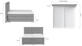 postel boxspring CLOVER  s elektr.polohováním - Dora 63/180x200cm