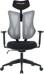 Herní  ergonomická  židle ERACER H3246 — síť / látka, šedá / černá