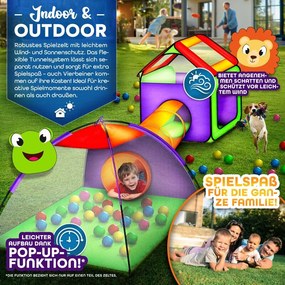 KIDUKU® hrací stan + 200 míčků + tunel + taška dětský stan ball pit dětský stan
