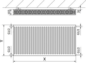 Mexen C22, panelový radiátor 600 x 2000 mm, boční připojení, 3305 W, černá, W422-060-200-70