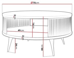 Konferenční stolek ROENNI 44x75 cm černá/zlatý dub