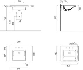 Sapho NORM 60 x 18 x 50 cm 8635111 umyvadlo ExtraGlaze Koupelny Bernold