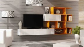 Designová obývací stěna Igore new C  Dekor: Dekor Bílá + šedá Igore new