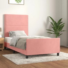 vidaXL Rám postele s čelem 90x200 cm samet [3125674] Barva: Růžová