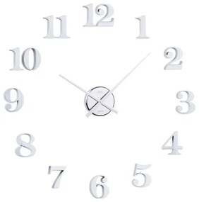 Stříbrné nalepovací samolepicí hodiny JVD HB13.1 s arabskými číslicemi