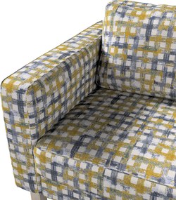 Potah na pohovku IKEA  Karlstad 3-místná, nerozkládací, krátký barva modrá látka pletený vzor, vzorované
