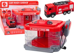LEAN Toys Hasičská myčka aut s vysílačkou, světly, zvuky a vodou