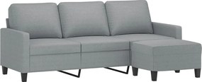 3místná pohovka s podnožkou světle šedá 180 cm textil 3201037