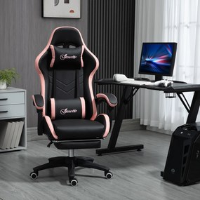 Vinsetto Herní Křeslo Racing Gamer Křeslo PU Kůže s Nastavitelnou Výškou, Polohováním 135°, Opěrkou Hlava, Bederní Oporou a Sklopným Podnožím pro Kan…