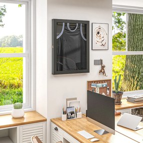 HOMCOM Rámová krabice T-frame na zobrazení dresu s akrylovými dvířky a vnitřním jemným podšívkou 71 x 6,5 x 89 cm Černá