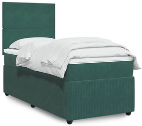 Box spring postel s matrací tmavě zelená 80 x 200 cm samet 3292187