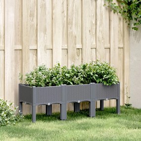 Zahradní truhlík s nohami šedý 120 x 40 x 42 cm PP - Default Title