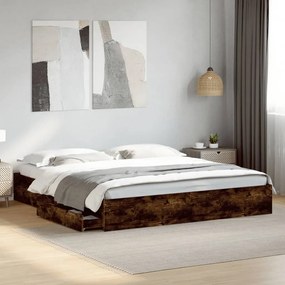 Rám postele se zásuvkami kouřový dub 200 x 200 cm kompozit 3280633