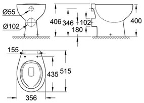 GROHE 39430000 - Stojící WC BAU CERAMIC 515 x 356 x 406 mm keramika/bílá