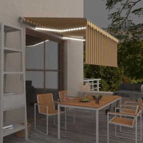 Ručně zatahovací markýza s roletou a LED 500x300 cm Dekorhome Hnědá / oranžová