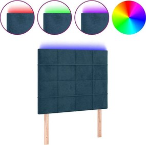 vidaXL Čelo postele s LED 80x5x118/128 cm samet [3122459] Barva: Černá