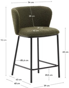 Zelená barová židle (výška sedáku 65 cm) Ciselia – Kave Home