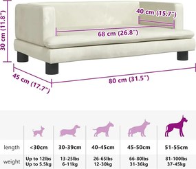 Pelíšek pro psy krémový 80 x 45 x 30 cm samet 171900