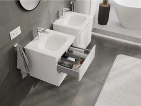 Mexen Orio, koupelnová skříňka 50 cm s umyvadlem Vela, 2 zásuvky, bílá lesklá, 91A10-05047-2-BFF00-W23M00