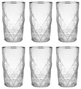 UPSCALE Sklenice na long drink se stříbrným okrajem 460 ml - 6 ks