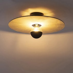 Stropní lampa černá s plochým stínítkem taupe 45 cm - Combi