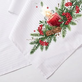 Damaškový ubrus Winter Cranberry 35x180 cm EMI