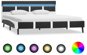 Petromila Rám postele s LED světlem šedý umělá kůže 140 x 200 cm