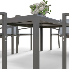 Outsunny Sada zahradního nábytku pro 6 osob, venkovní lounge set, ocelové rámy, stohovatelné židle, vysoké opěrky hlavy, šedá