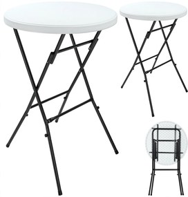 Barový stolek skládací sada 2 ks plast Ø72cm bílá