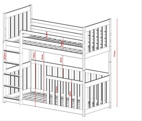 Legno Dětská patrová postel Kryštof šedá Rozměr (cm): 90x190