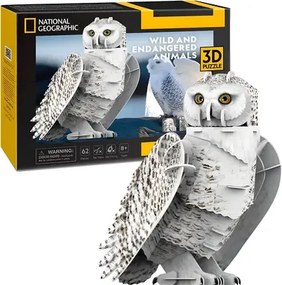 CUBICFUN Puzzle 3D National Geographic: Sněžná sova / 62 dílů / 17 x 1