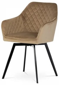 Jídelní židle cappuccino sametová látka, kovové nohy, černý matný lak DCH-425 CAP4