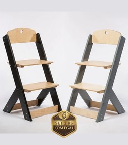 Lucas Wood Style - rostoucí židle OMEGA III zvýhodněný set 2 ks - černá +  šedá