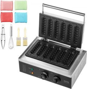 6PCS Komerční výrobník vaflovačů Pekáč na vafle Hot Dog Žehlička na vafle 1500 W