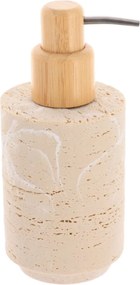 Dávkovač mýdla Arva, krémová/s dřevěnými prvky, 400 ml